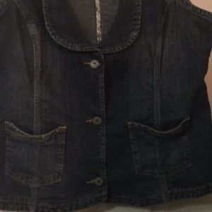 Zenim | Jackets & Coats | Zenim Denim Vest With Collar And Stud Detail ...